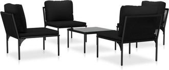 vidaXL 5-tlg. Garten-Lounge-Set mit Auflagen Schwarz pvc Vidaxl