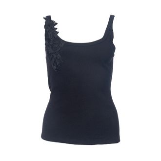 Ermanno Scervino Geripptes Jersey-Top mit Cornely-Stickerei - - Tops - Damen - Schwarzk - S
