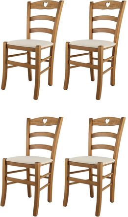 Tommychairs Tommychairs - 4er Set Stühle CUORE für Küche und Esszimmer, Robuste Struktur aus lackiertem Buchenholz im Farbton Eichenholz und gepolsterte Sitzfläch