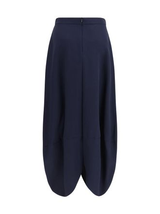 Giorgio Armani Womens Pleated Silk Skirt Navy Blue