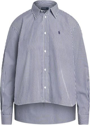 Ralph Lauren Femme, Blouses et Chemises, Bleu, Taille: 40 FR Cropped Boxy Striped Cotton Shirt