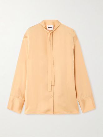 Jil Sander Chemisier En Satin &Agrave; Col Nou&eacute; - Neutres