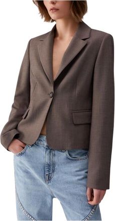 Liu Jo Femme, Vestes, Brun, Taille: 36 FR Blazer coupe slim en tissu m&eacute;lang&eacute;