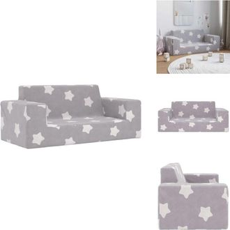 vidaXL Kindersofa 2-Sitzer Hellgrau mit Sternen Weich Plüsch - Kindersofa - Kindersofas - Minisofa - Minicouch