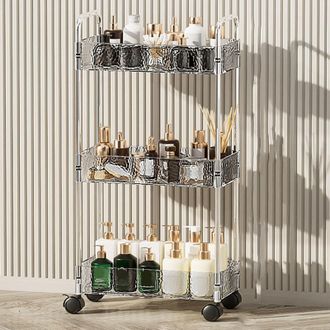 Generic Küchenwagen, schmaler Rollwagen - Aufbewahrungs-Organizer aus Acryl auf Rädern, durchsichtiges Regal für Enge Räume, ideal für Bad und Küche