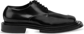 Moschino Lace-Up Black Calf Leather Flat Shoes - Gr. 37,5 (EU) - in Schwarz