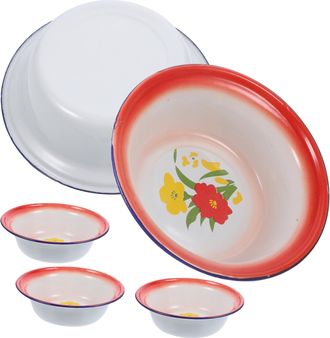 Holibanna 5st&uuml;cke Vintage Enamel Schalen Set Retro Suppenschalen F&uuml;r Salat Obst Und Blumendesign Leicht Und Platzsparend Multifunktionale Geschirr F&uuml;r Zuhause