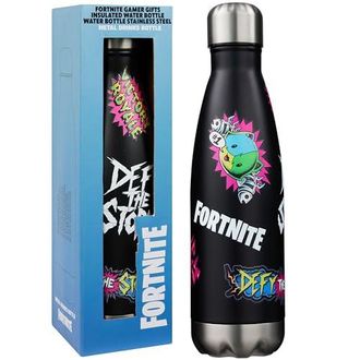 Fortnite Gourde Isotherme 500ml Ado et Adulte, Bouteille Isotherme en Acier Inoxydable Double Paroi 24h Chaud Froid Sans BPA, &Eacute;cologique, Cadeau Gamer (Noir Fo