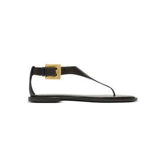 Balmain Femme, Chaussures, Noir, Taille: 37 EU Anthem Flat Toe-Post Sandales