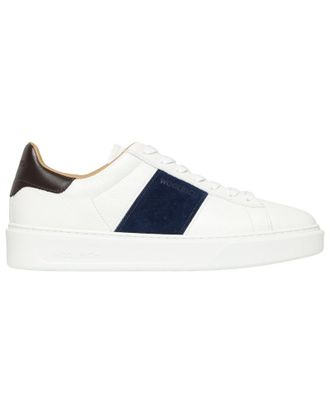 Woolrich Classic Court Sneakers aus Kalbsleder mit Streifenakzenten in