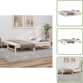 vidaXL Tagesbett Ausziehbar 2x(80x200) cm Massivholz Kiefer - Holzbett - Kiefernholzbette - G&auml;stebett - Schlafsofa - Ausziehbett