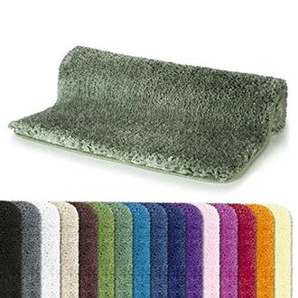 Spirella Tapis de Bain Microfibre Highland - Antidérapant, Séchage Rapide et Lavable - 100% Polyester Doux et Durable - Vert Basil - 80 x 150 cm