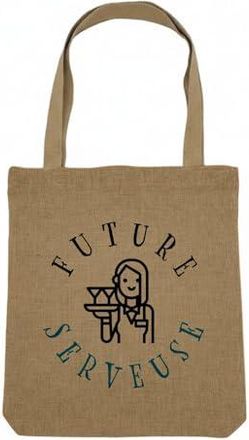 Fabulous Sac Shopping Tote Bag Aspect Lin - Future Serveuse M&eacute;tier Service Restaurant Bar - Sac de Courses Toile Epaisse 360g Beige Naturel Cabas Port&eacute; Epaule 