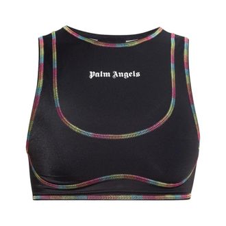 Palm Angels Crop Top mit Pailletten - - Tops - Damen - Schwarzk - S
