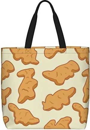 Generic Sac Fourre-Tout Poulet Dinosaure Mignon Sac &Agrave; Main D&eacute;contract&eacute; R&eacute;utilisable Pliable Sacs En Toile Pour Femmes, Pour Shopping, Burea, Femmes, Voyage