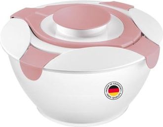 Westmark Salatbutler/-schüssel mit Tragegriffen und Dressing-Behälter, Fassungsvermögen: 6,5 Liter, Kunststoff, Praktika, Transparent/Weiß/Rosa, 2422227P