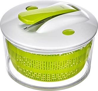 Ibili Ibili Salatschleuder mit Pedal-Funktion 24 cm, Edelstahl, weiß/grün/silber, 24 x 24 x 16 cm