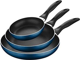 San Ignacio Blue Paradise | Antihaftende Bratpfannen | 3-teiliges Set | Aus Gepresstem Aluminium | Bratpfannenset mit 16, 20 und 24 cm Durchmesser | F&uuml;r alle Herd