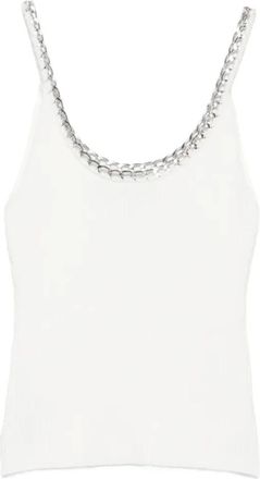 Karl Lagerfeld Femme, Tops, Blanc, Taille: 42 FR Top en maille &agrave; d&eacute;tails cha&icirc;ne