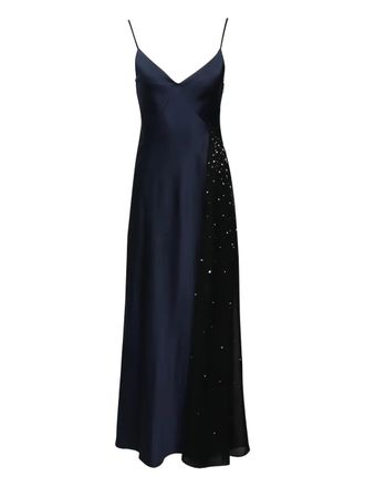 Tanya Taylor robe longue Catalina &agrave; col v - Bleu