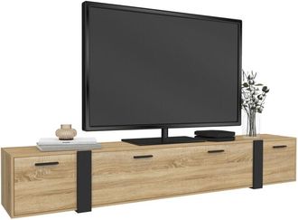 IDMarket Meuble TV 180 cm suspendu PHOENIX 3 portes design industriel