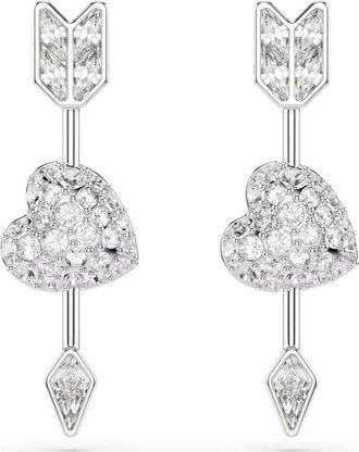 Swarovski Femme, Accessoires, Gris, Taille: ONE Size Idyllia Heart With Arrow Earrings