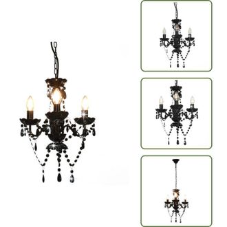 vidaXL Vidaxl - Lustre avec perles Noir Rond 3 x E14 - Lustres - Luminaires Int&eacute;rieurs - Lampes Suspendues - D&eacute;coration Int&eacute;rieure - Style Moderne
