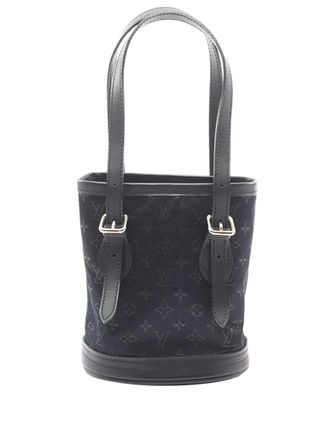 Louis Vuitton mini sac seau Monogram en satin (2001) - Noir