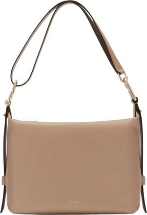 Furla Femme, Sacs, Brun, Taille: ONE Size Tonie M Leather Hobo Bag
