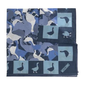 Moschino Femme, Accessoires, Bleu, Taille: ONE Size Foulard en coton avec imprim&eacute;
