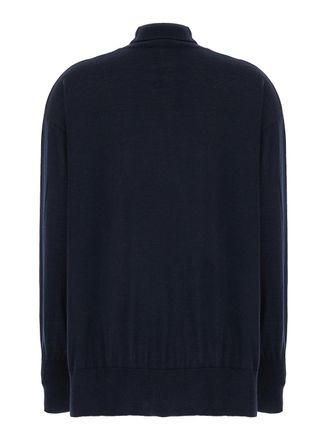 Max Mara Womens Blue High Neck Wool Sweater Virgin Tops Top
