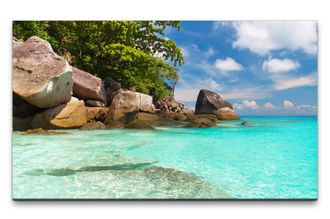 Paul Sinus Art Bilder XXL Tropischer Strand 120x70cm Wandbild auf Leinwand