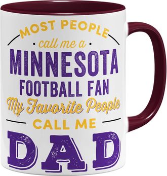 OM3 Minnesota-Fan Tasse - Keramik Becher - American Football Mug - 11oz 325ml - Beidseitig Bedruckt - Bordeaux