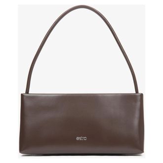 Estro & Luminara Femme, Sacs, Brun, Taille: ONE Size Sac bandouli&egrave;re en cuir marron fonc&eacute;