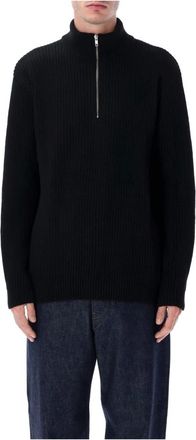Colorful Standard Homme, Pulls, Noir, Taille: M Pull à Demi-Zip