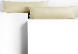 Decoking 2 Kissenbezüge 20x145 cm Jersey 100% gekämmte Baumwolle Reißverschluss beige Amber