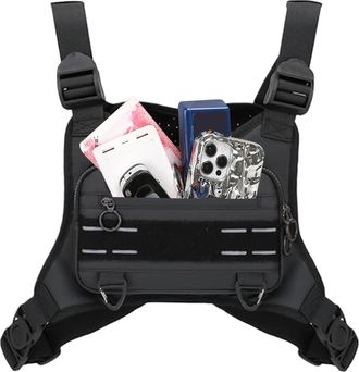 Generic Laufg&uuml;rtel f&uuml;r Herren - Trainingsgurt Brustbeutel | Wasserdichte Tragetasche Handyhalter f&uuml;r Radfahren Wandern Reisen Joggen, Schwarz, Consulte la des