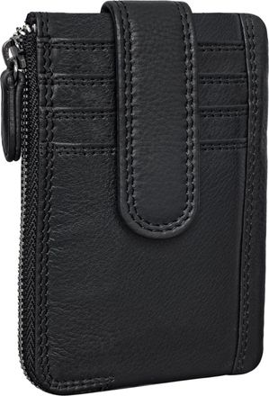 STILORD Archer Vintage Leder Schlüsselmappe Mini-Kartenbörse Kleines Portemonnaie RFID kleine Geldbörse Schlüsseletui Organizer Schlüsselanhänger, Farbe:schwa