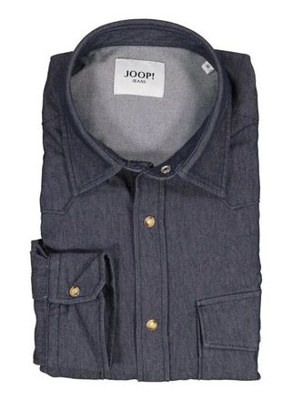 Joop Herren Hemden blau Baumwoll-Stretch