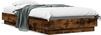 vidaXL Cadre de lit sans matelas avec lumi&egrave;res LED ch&ecirc;ne fum&eacute; 90x190cm vidaXL