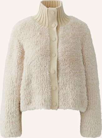 Oui Strickjacke Mit Kunstfell grau