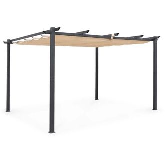 Sweeek Pergola aluminium - Isla 3x4m - Toile beige - Tonnelle id&eacute;ale pour votre terrasse. toit r&eacute;tractable. toile coulissante. structure aluminium
