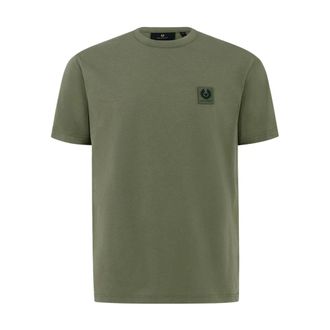 Belstaff Homme, Tops, Vert, Taille: XL T-shirt vert avec logo patch