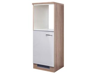 Flex-Well Demi-Ger&auml;teumbauschrank f&uuml;r Backofen+K&uuml;hlschrank 60cm Hochglanz Wei&szlig; Sonoma Eiche - Valencia