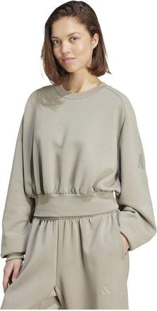 adidas Womens Weiches Lux Loose Sweatshirt Silver Pebble M