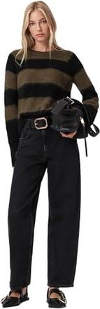 AllSaints Pull Lou pour femme, noir/vert, Taille XS