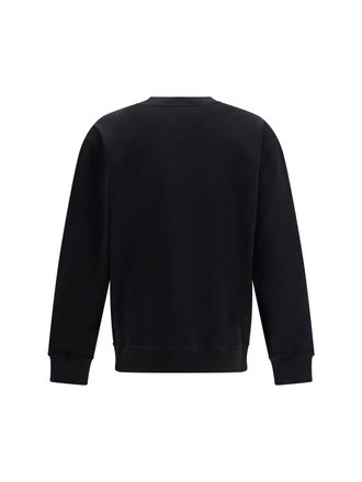 Balmain Mens Crewneck Sweatshirt Embroidered Logo Black Black-Black Cotton Sweatshirts Black/black Sweater