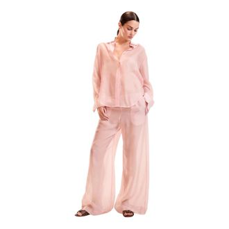 Cynthia Rowley Salina Sheer Shirt - Femme - Blouses et Chemises - Rose - Taille: 42 FR