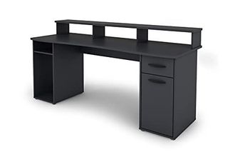 Byliving Fantastic Gaming-Schreibtisch mit robuster Melamin Oberfläche in anthrazit, mit Aufsatz für viel Stauraum, Holzwerkstoff Spanplatte, grau, B 180, H 93