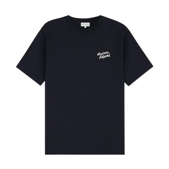 Maison Kitsun&eacute; Homme, Tops, Noir, Taille: XL T-shirt en Coton avec Logo